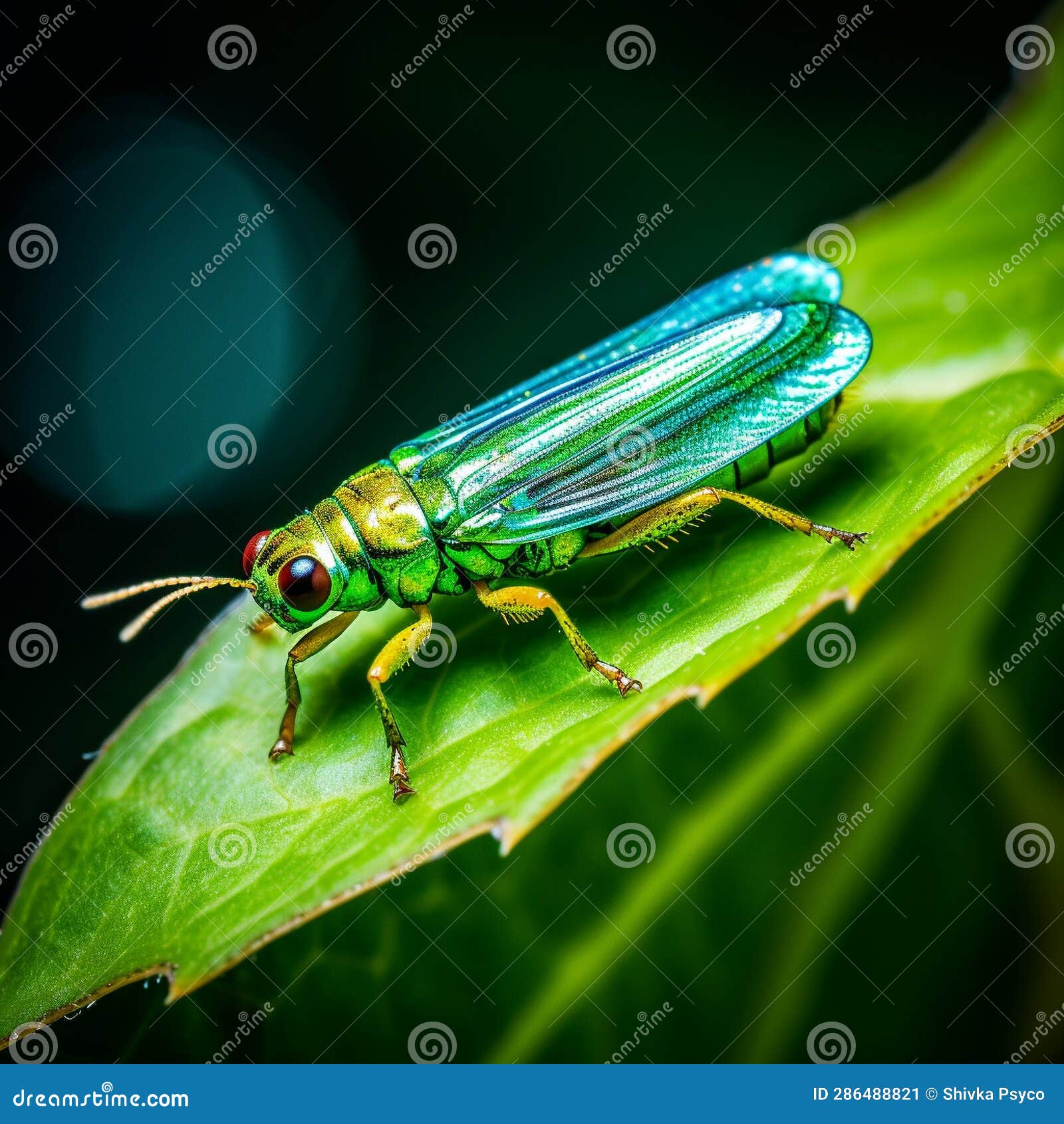 A Tiny Leafhopper Perched on a Green Leaf Generative AI Stock ...