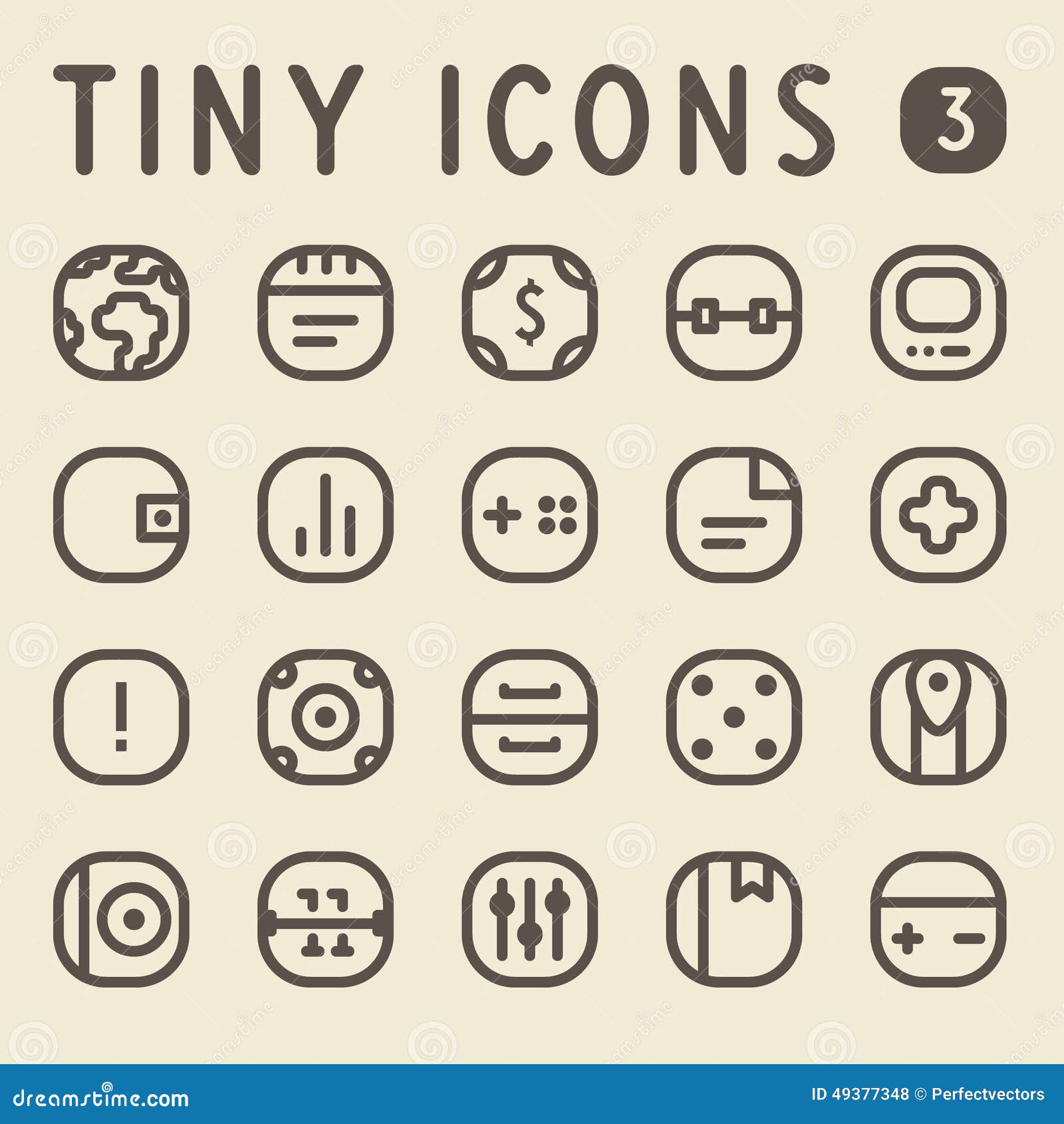 Tiny Line IconsSet 3 stock vector. Illustration of collection - 49377348