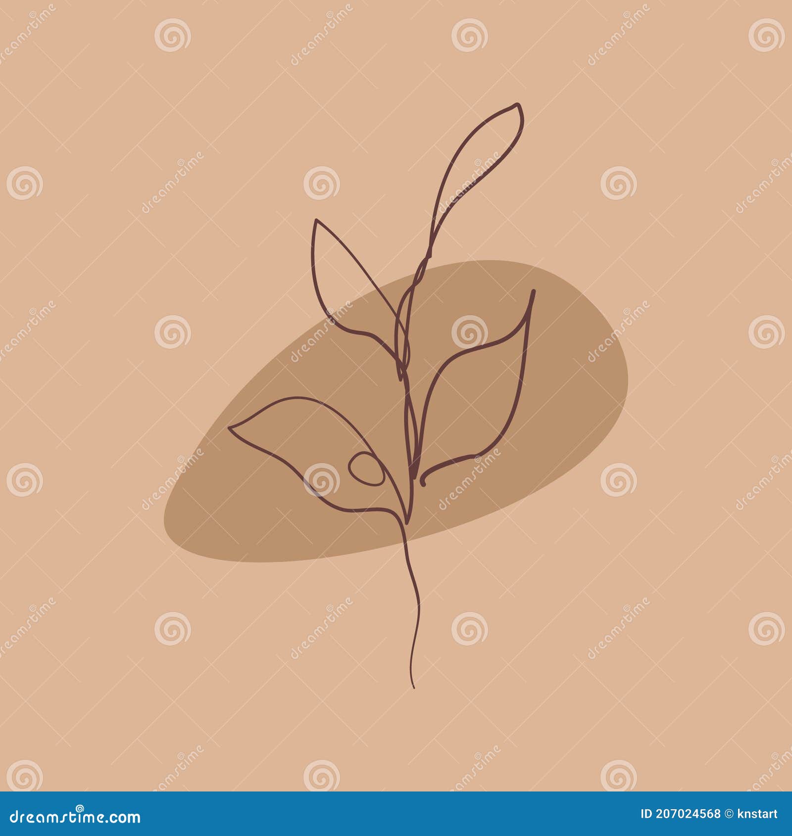 Tiny Linear Leaf Logo or Label Template. Single Sketch Stock Vector ...