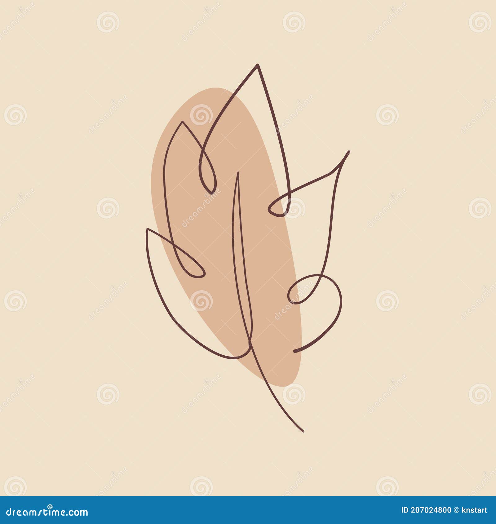 Tiny Linear Leaf Logo or Label Template. Single Sketch Stock Vector ...