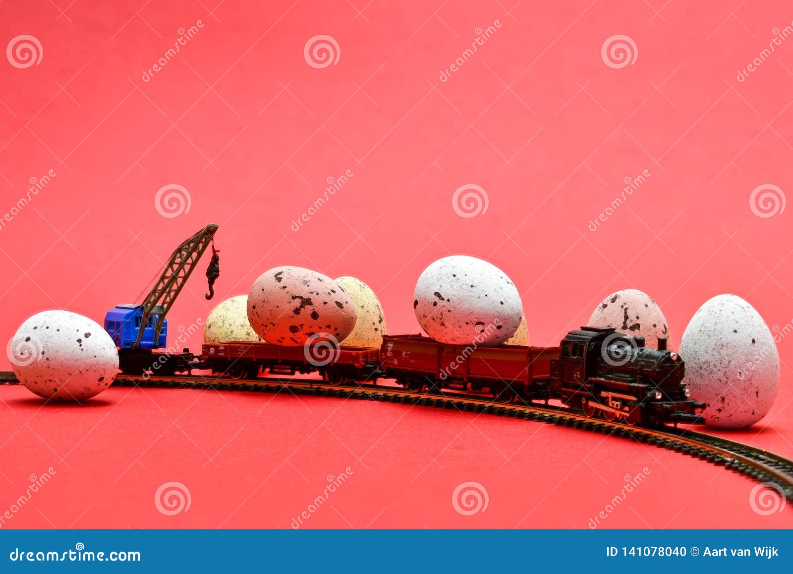 A Tiny Little Easter Train with Huge Eggs Stock Photo - Image of ...