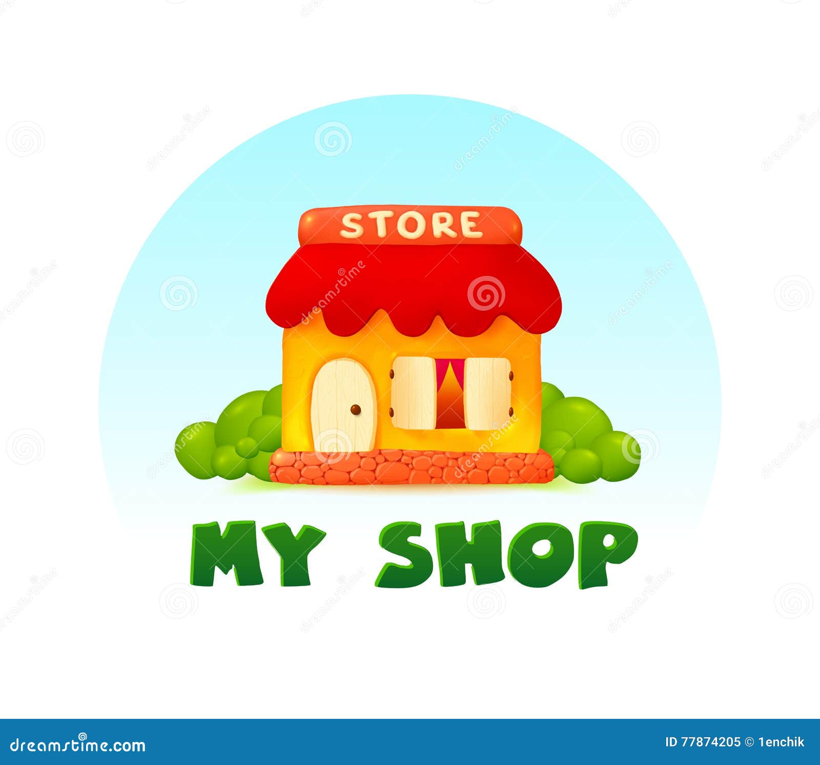 Tiny Little Shop Vector Image in Cartoon Style Stock Vector ...