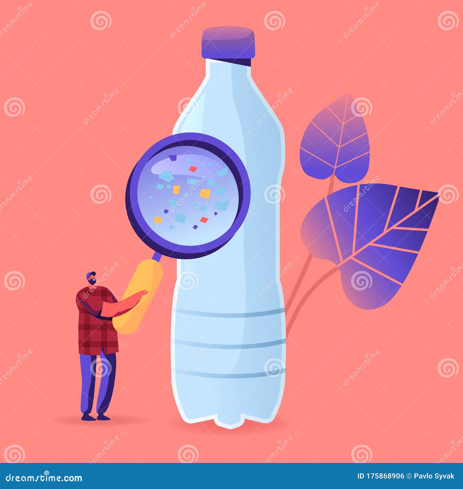 Microplastic In Water Bottle Black Line Icon. Ocean Pollution. Vector ...