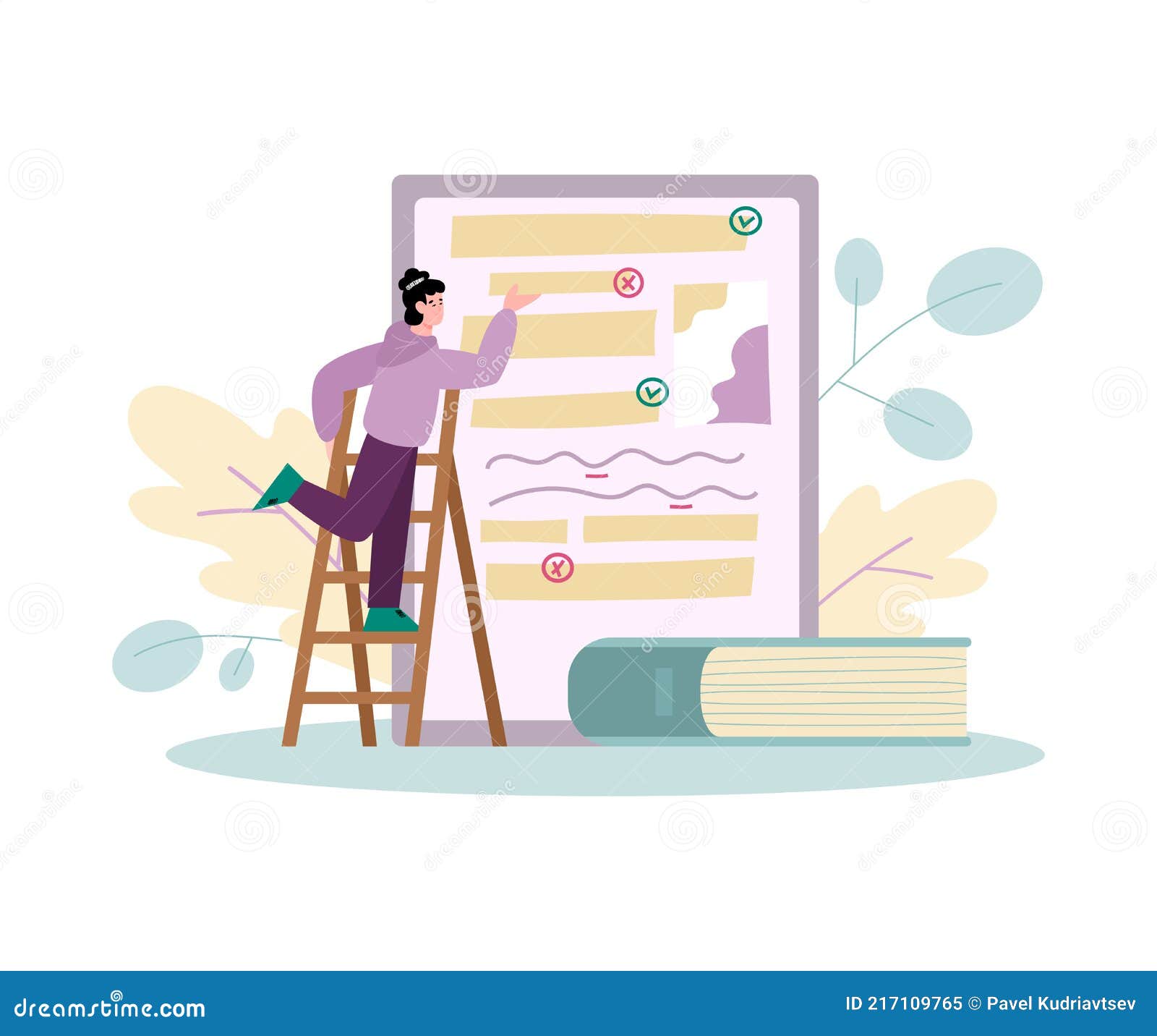 Grammar Editor Or Proofreader Concept, Cartoon Vector Illustration ...