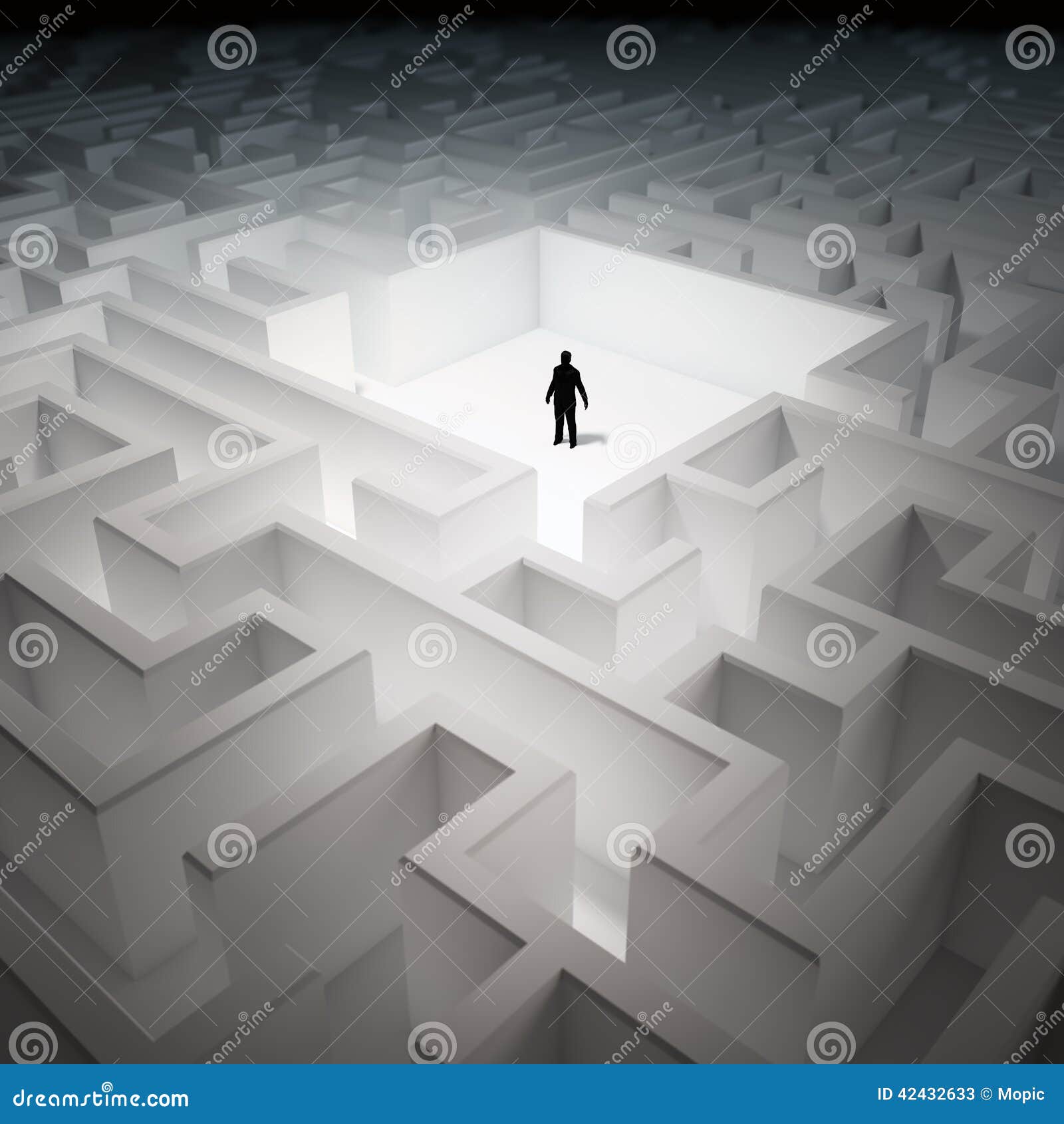 Tiny Man in an Endless Maze Stock Illustration - Illustration of ...