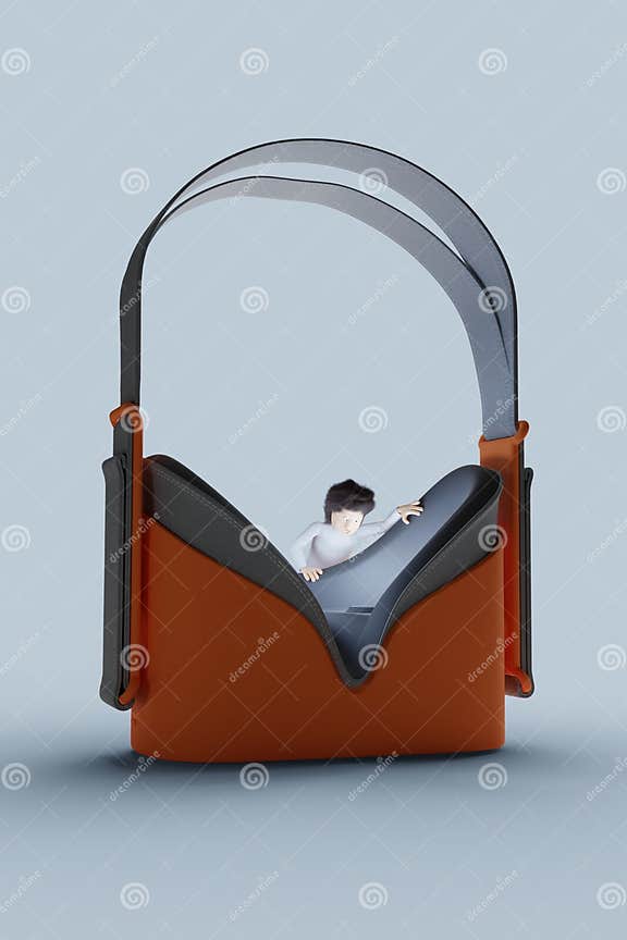 Tiny Man Looking Inside Vr Glasses. Stock Illustration - Illustration ...