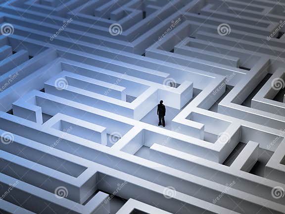 Tiny man in a maze stock illustration. Illustration of human - 31024620