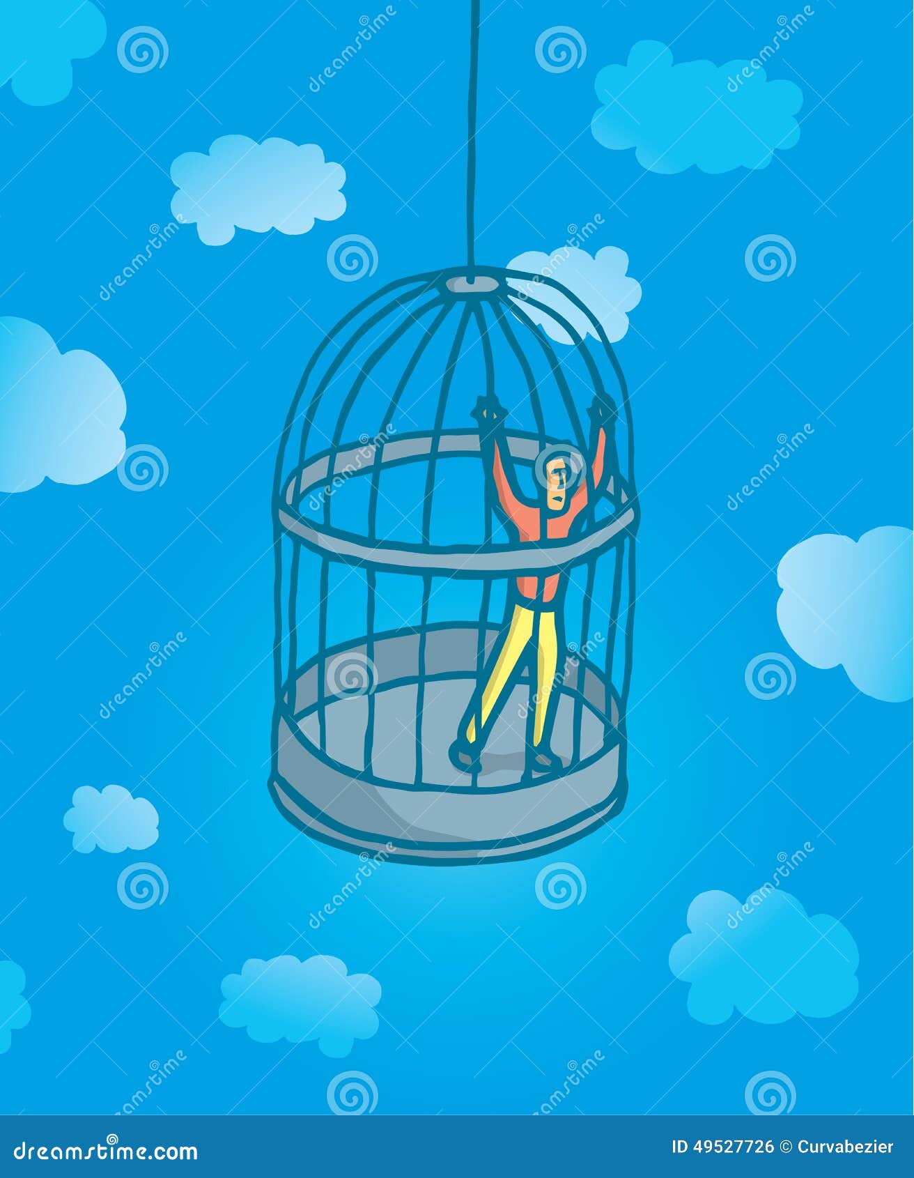 3d Prisoner Locked In A Cage Stock Illustration | CartoonDealer.com ...