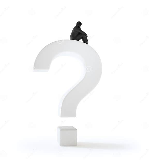 Tiny Man Sitting on a Question Mark Stock Illustration - Illustration ...