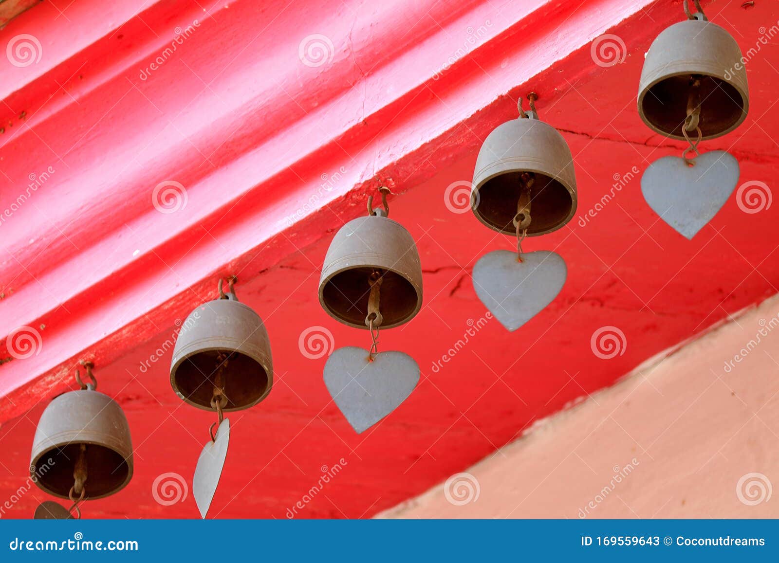 Tiny Metal Wind Chimes at the Eaves of Buddhist Temple in Thailand ...