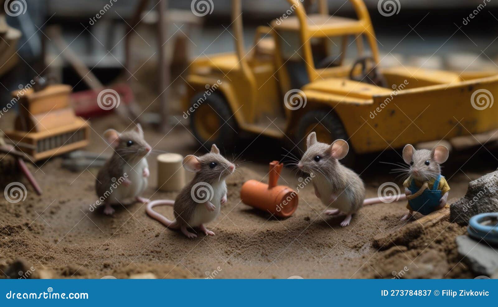 Tiny Mouse Construction Site, Generative AI Stock Illustration ...