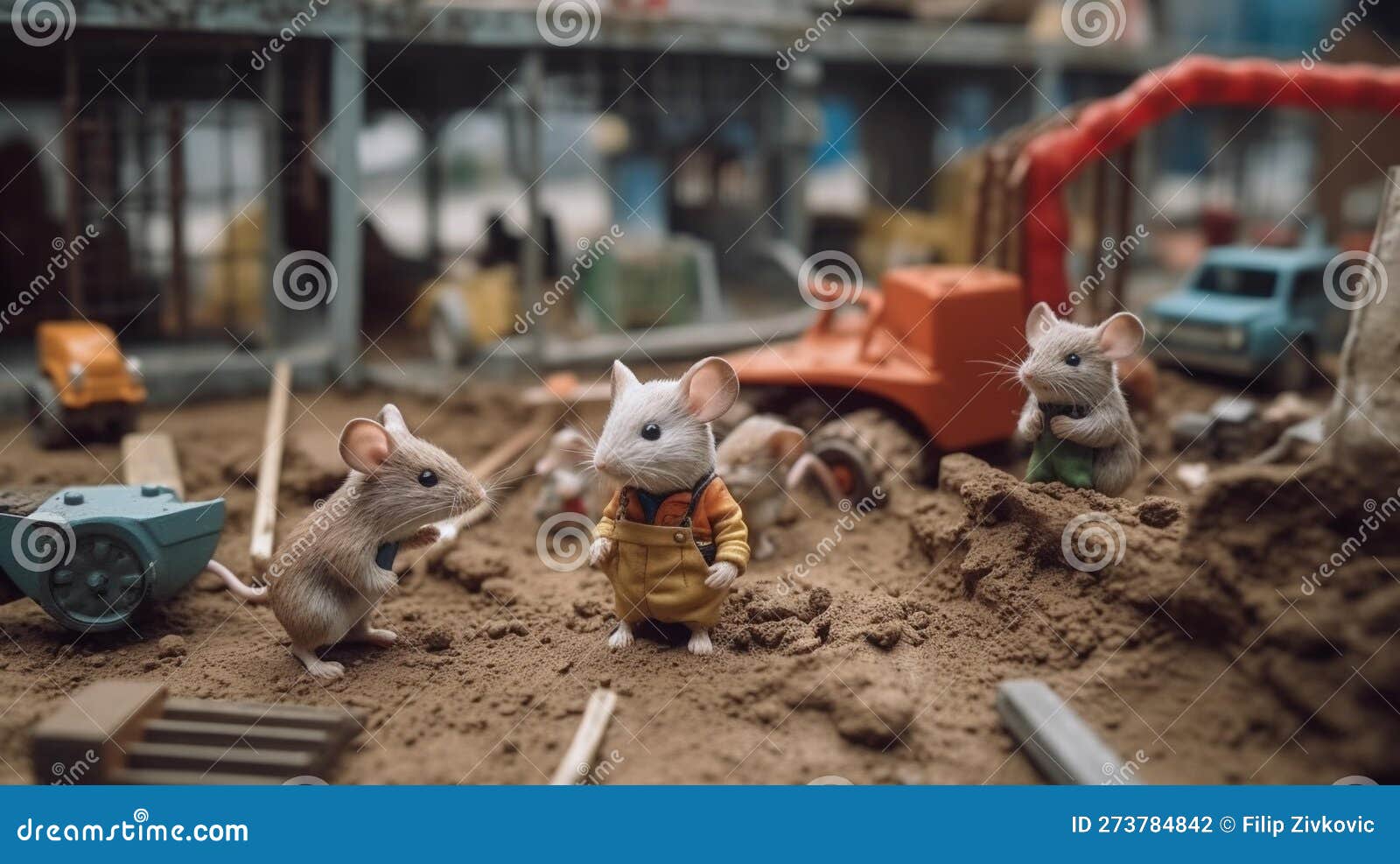 Tiny Mouse Construction Site, Generative AI Stock Illustration ...