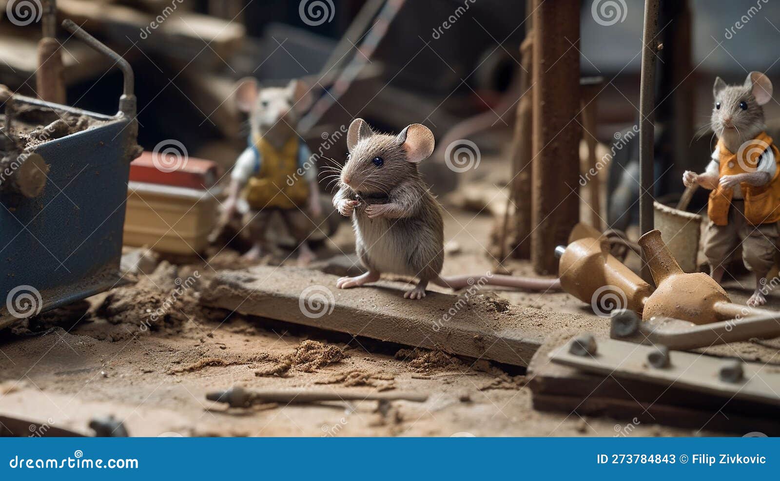 Tiny Mouse Construction Site, Generative AI Stock Illustration ...