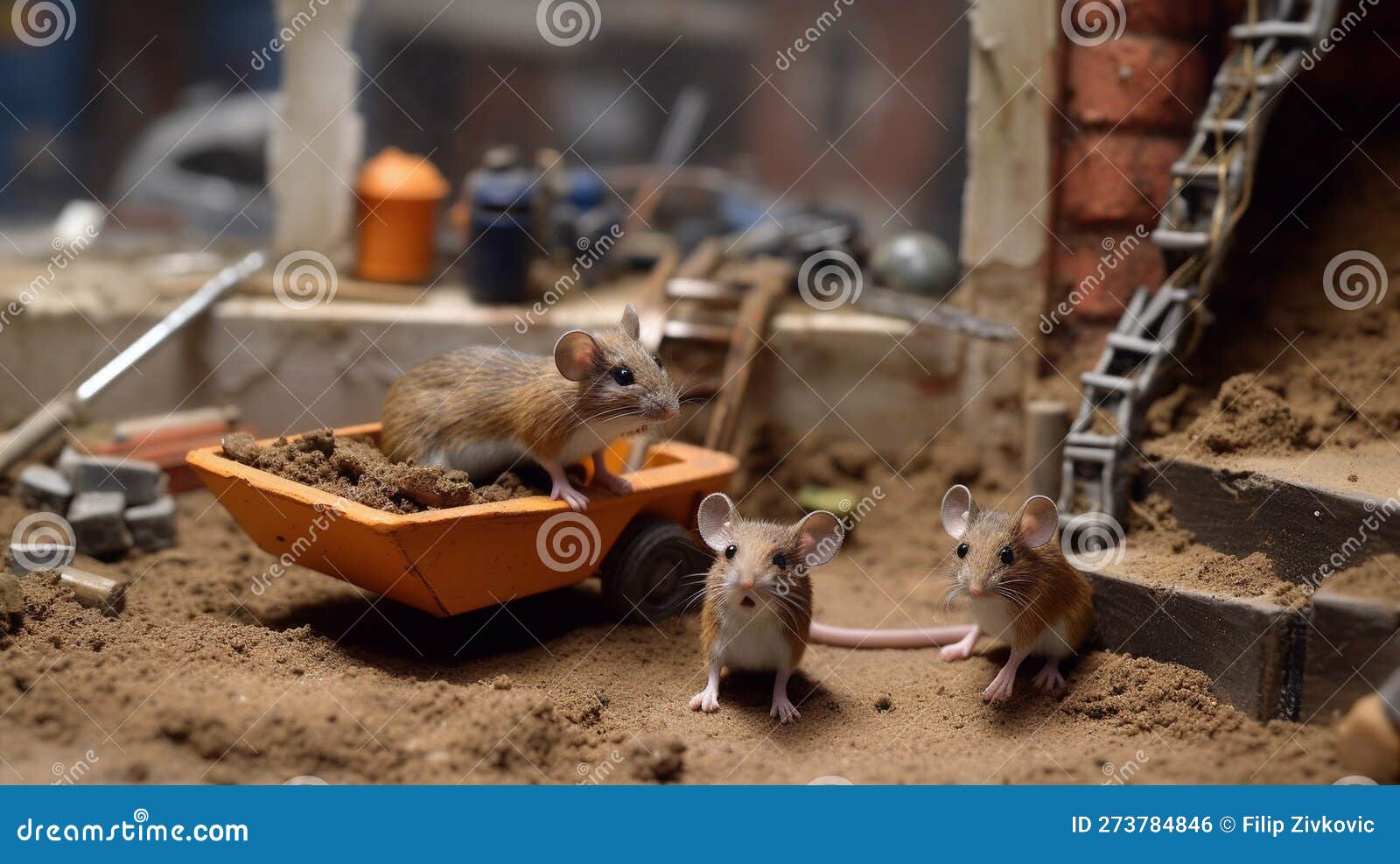 Tiny Mouse Construction Site, Generative AI Stock Illustration ...