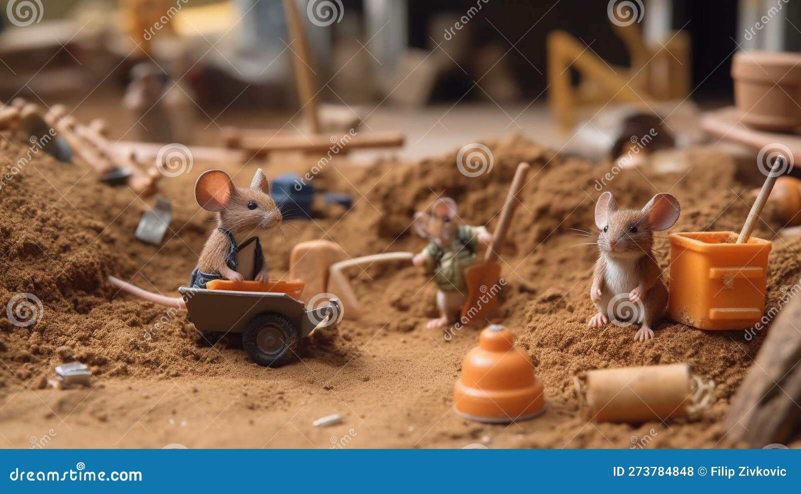 Tiny Mouse Construction Site, Generative AI Stock Illustration ...