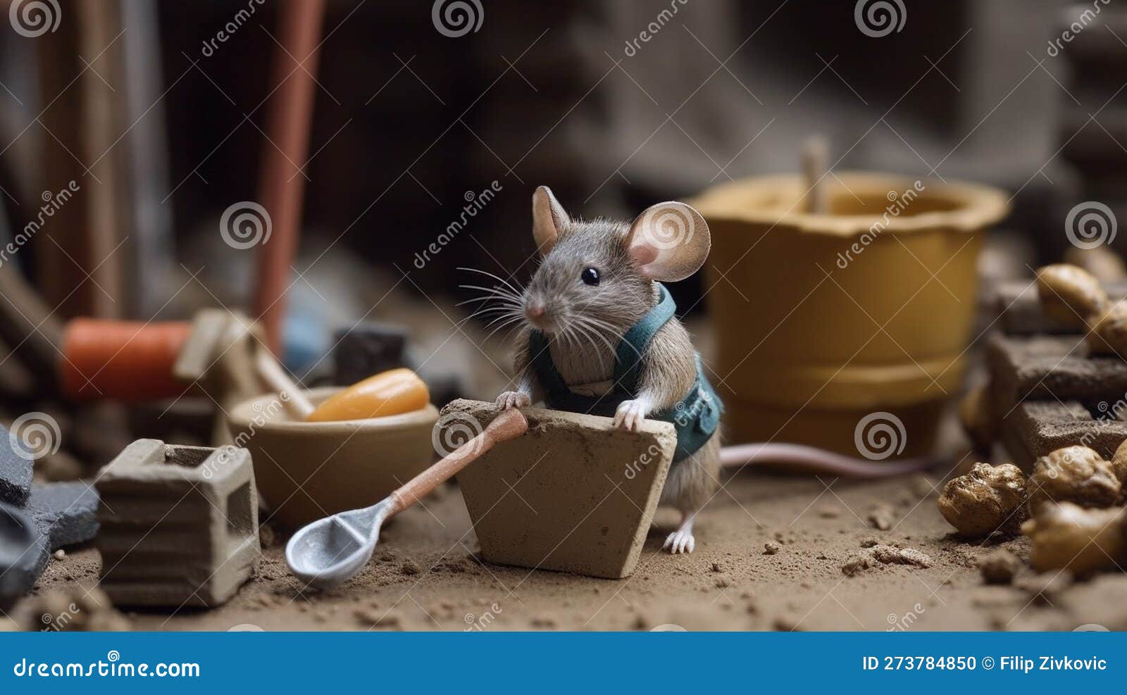 Tiny Mouse Construction Site, Generative AI Stock Illustration ...