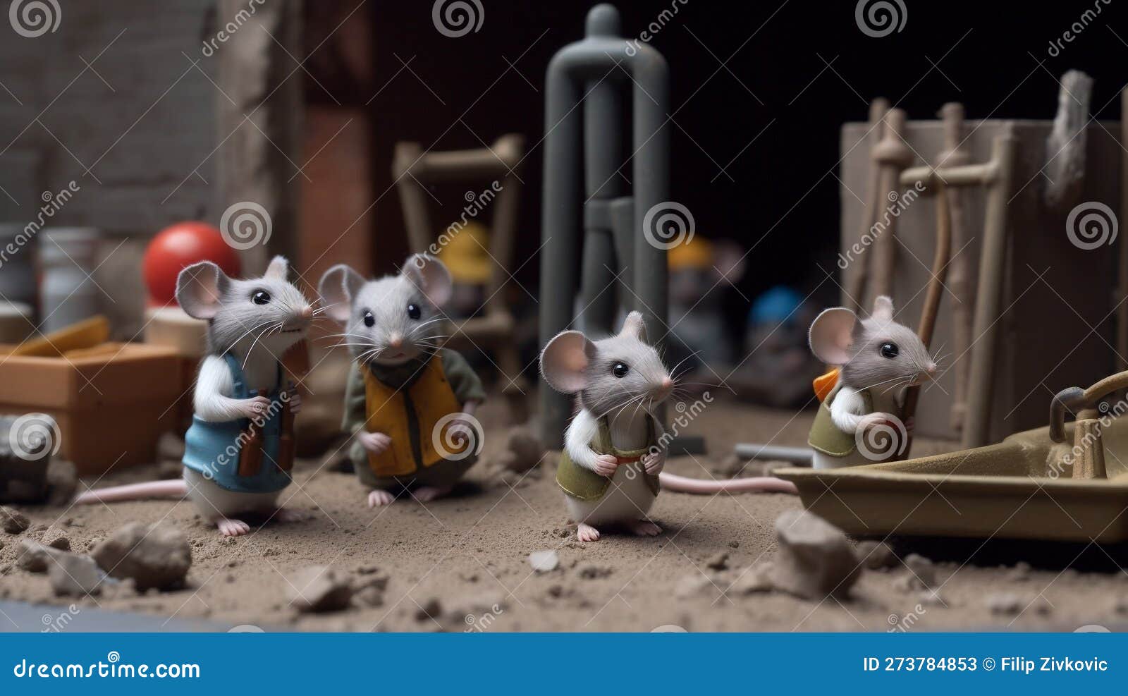 Tiny Mouse Construction Site, Generative AI Stock Illustration ...