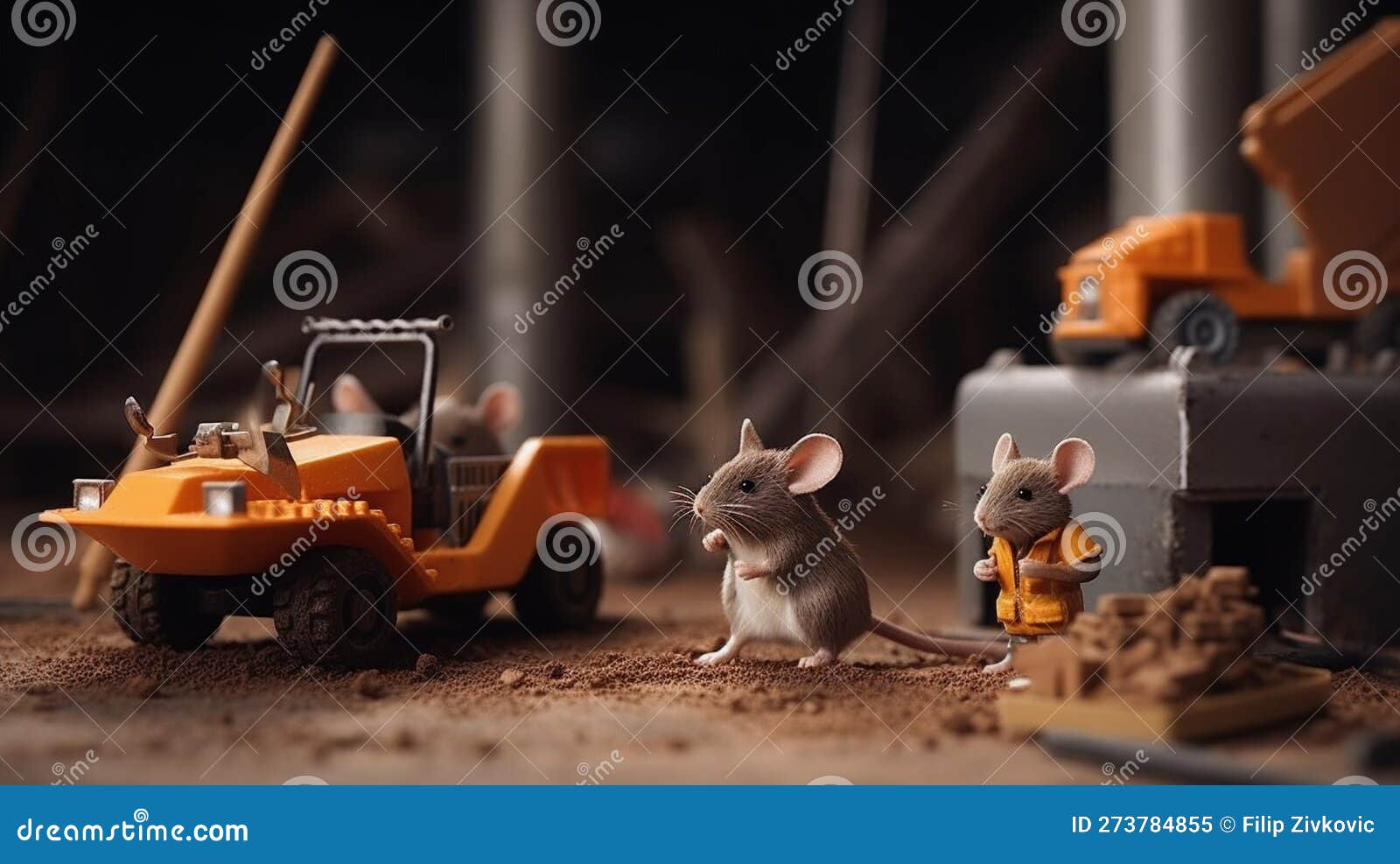 Tiny Mouse Construction Site, Generative AI Stock Illustration ...