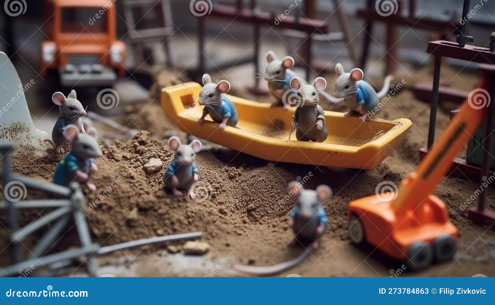 Tiny Mouse Construction Site, Generative AI Stock Illustration ...