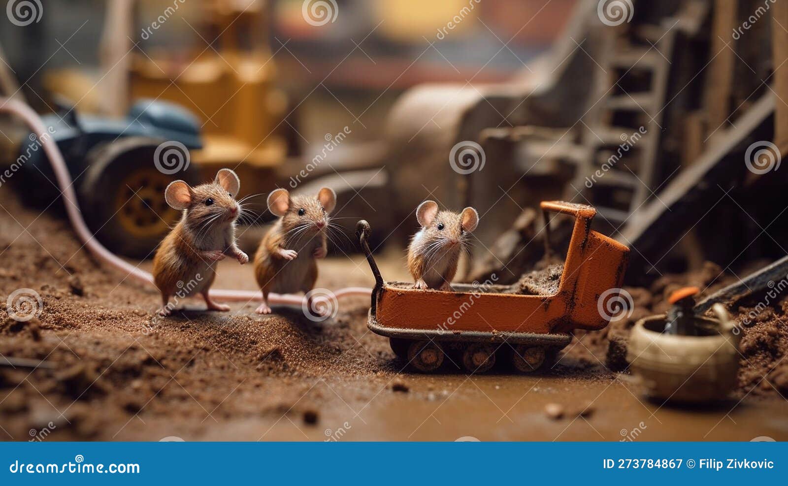 Tiny Mouse Construction Site, Generative AI Stock Illustration ...