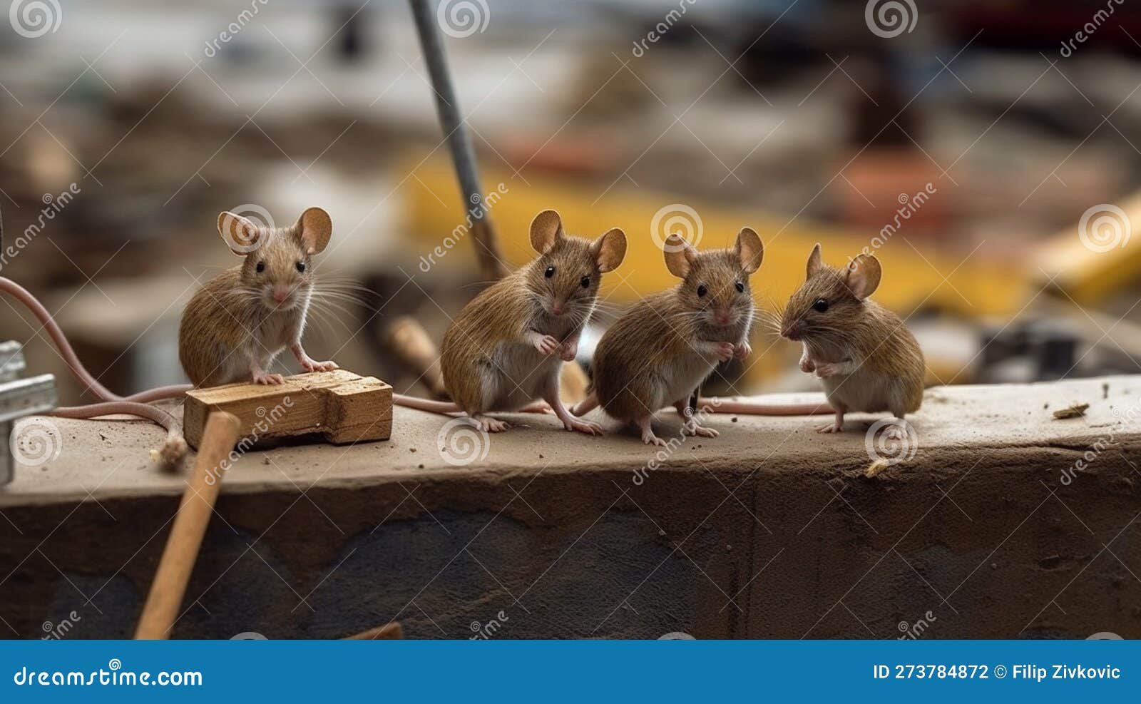 Tiny Mouse Construction Site, Generative AI Stock Illustration ...