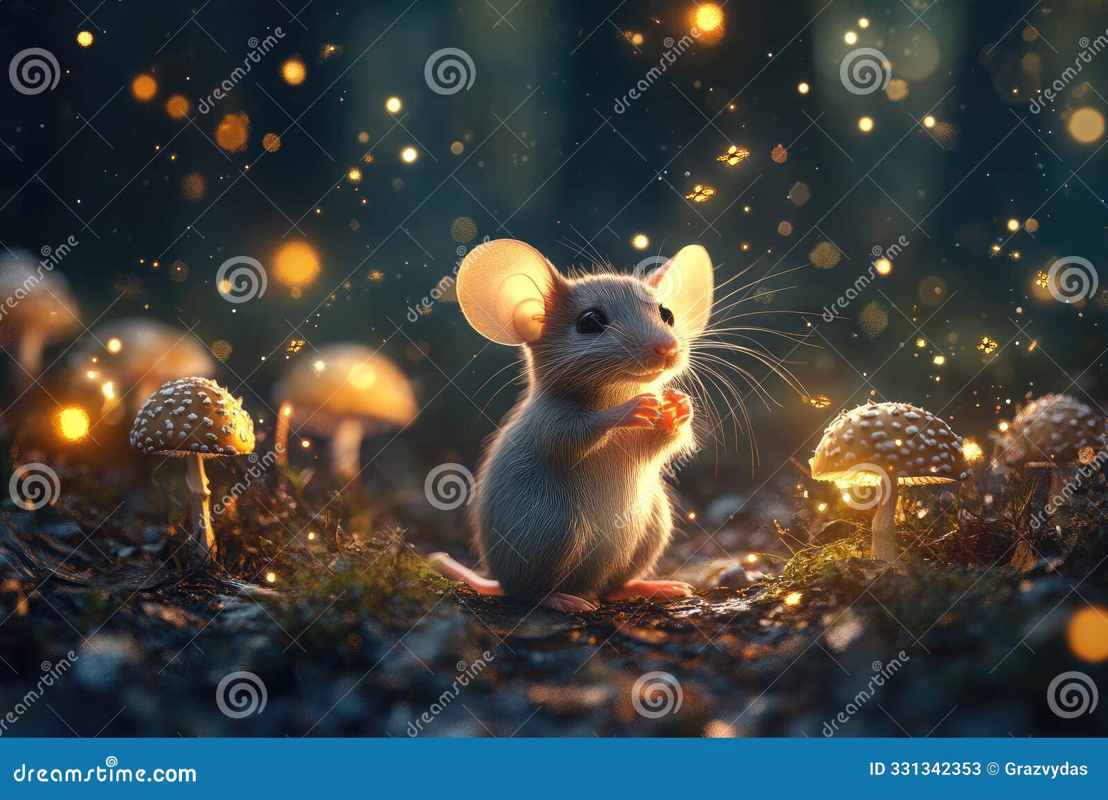 Glowing Mushrooms. Magical Shimmering Mushrooms In A Mysterious Forest ...