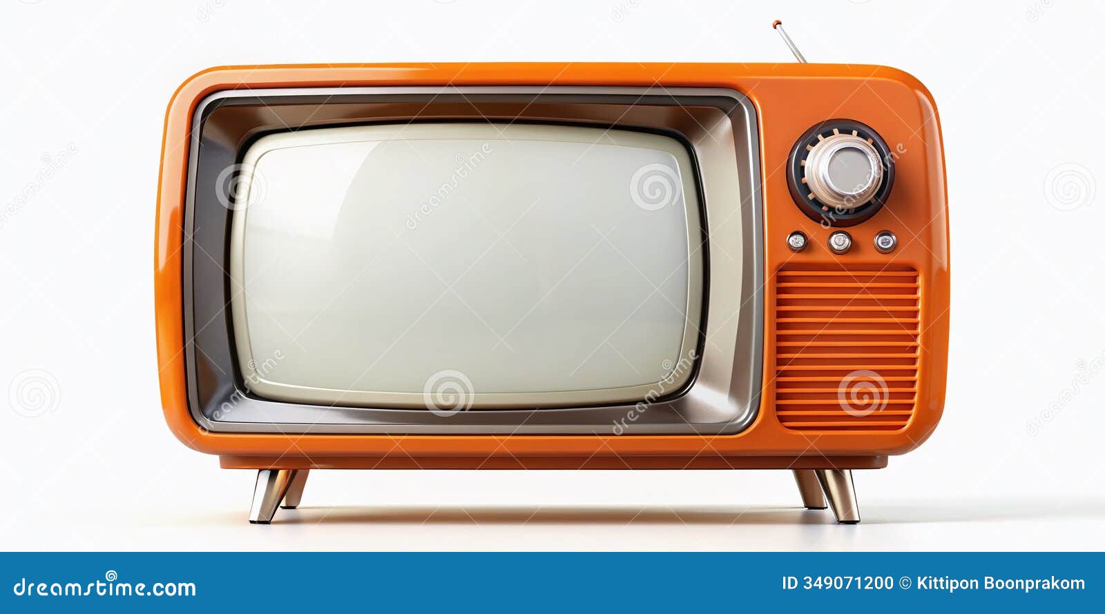 Tiny Orange TV with Blank Screen: Perfect for Mockups, Design ...