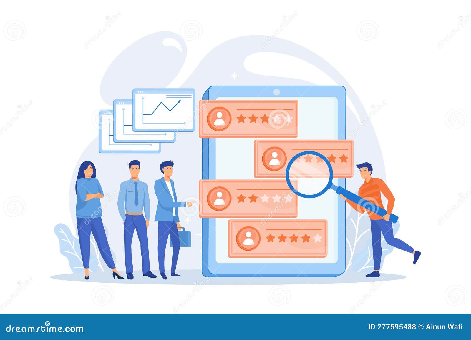 Tiny People Analyst Observing the Workers Performance on Tablet ...