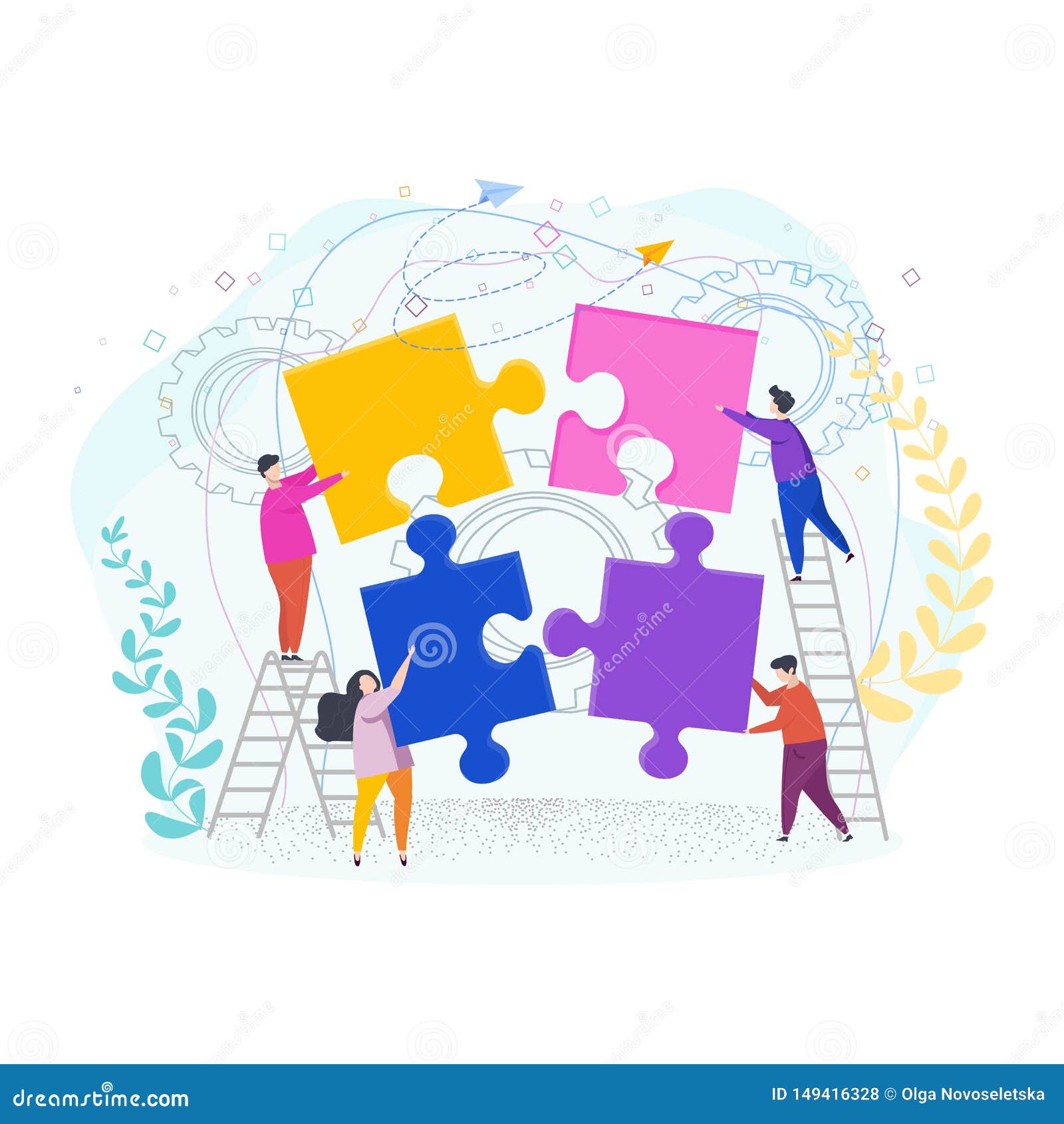 Two People Assemble Tow Piece Of A Puzzle Stock Image | CartoonDealer ...