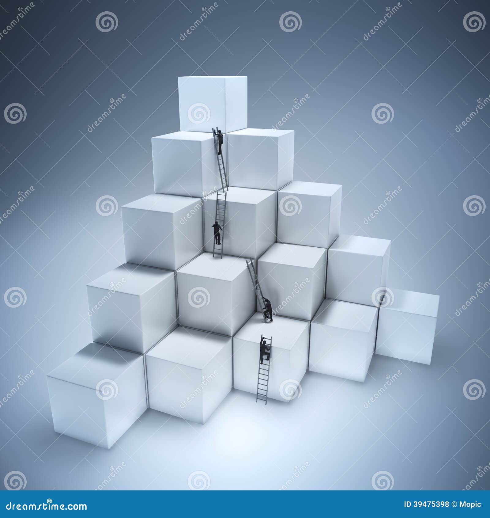 People Climbing A Brick Wall With Ladders Royalty-Free Illustration ...