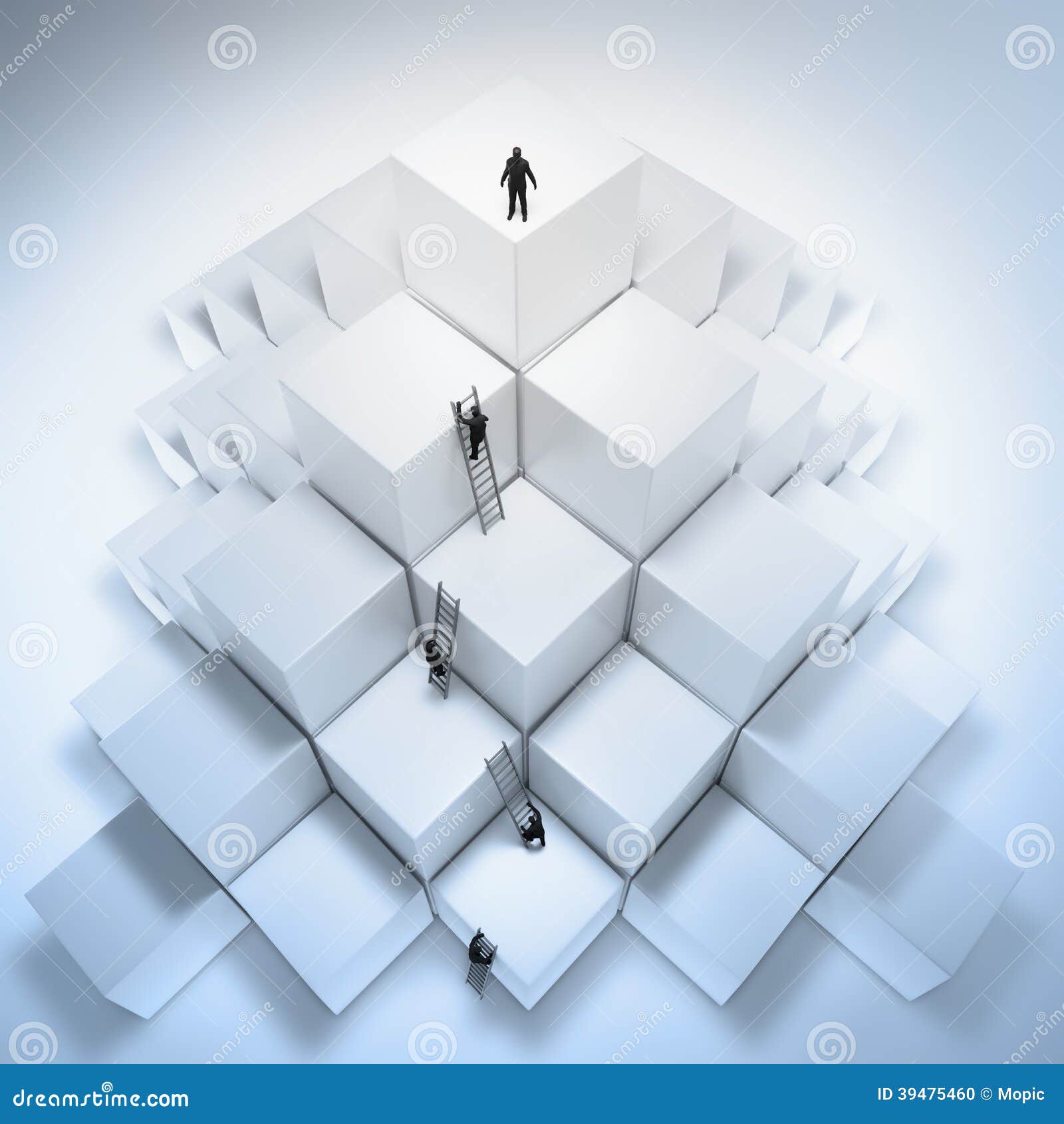People Climbing A Brick Wall With Ladders Royalty-Free Illustration ...