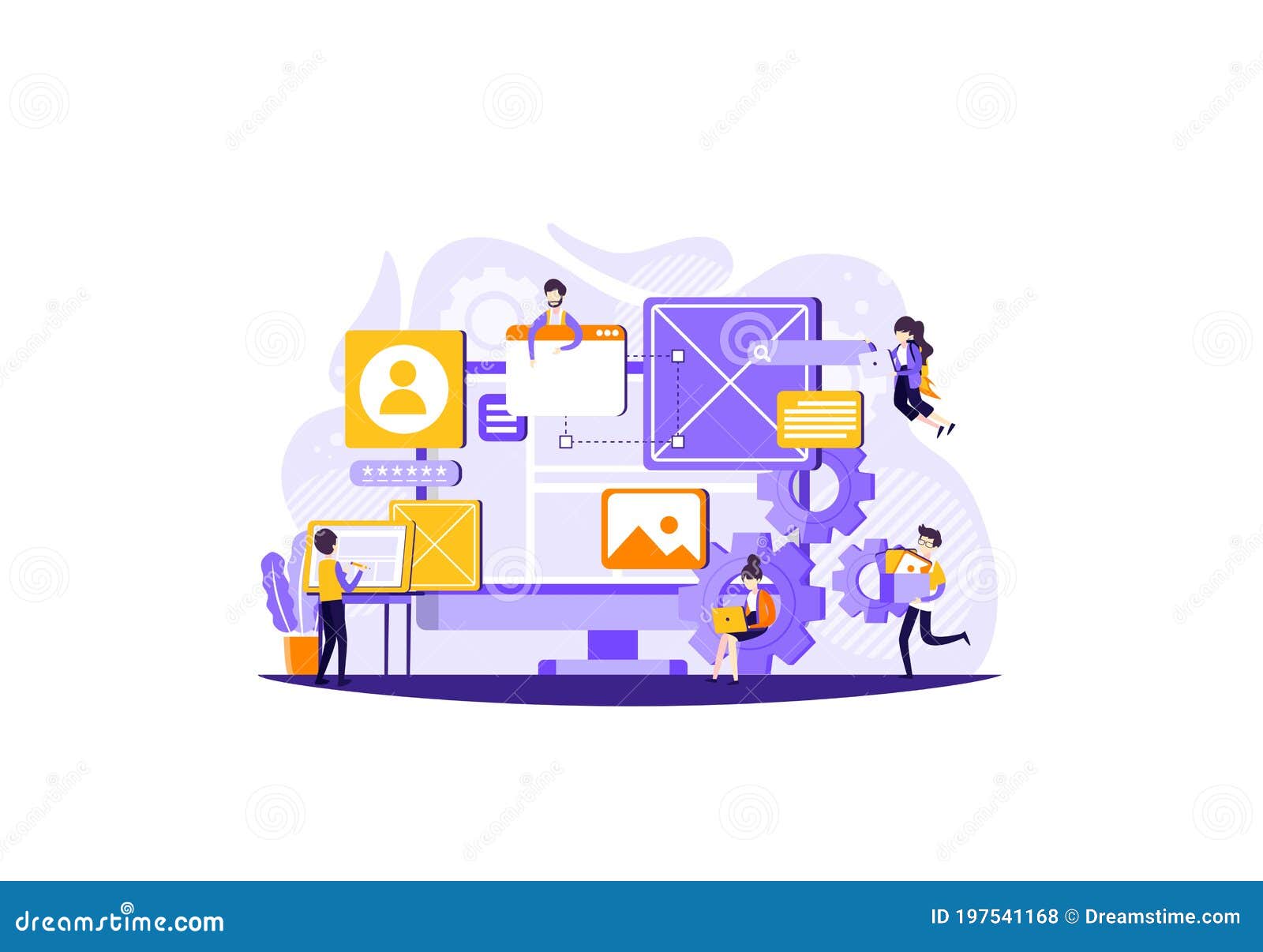 Tiny People Concept a Group Creates a Custom Design for a Mobile ...