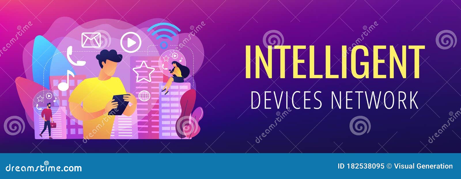 Connected Living Concept Banner Header. Stock Vector - Illustration of ...