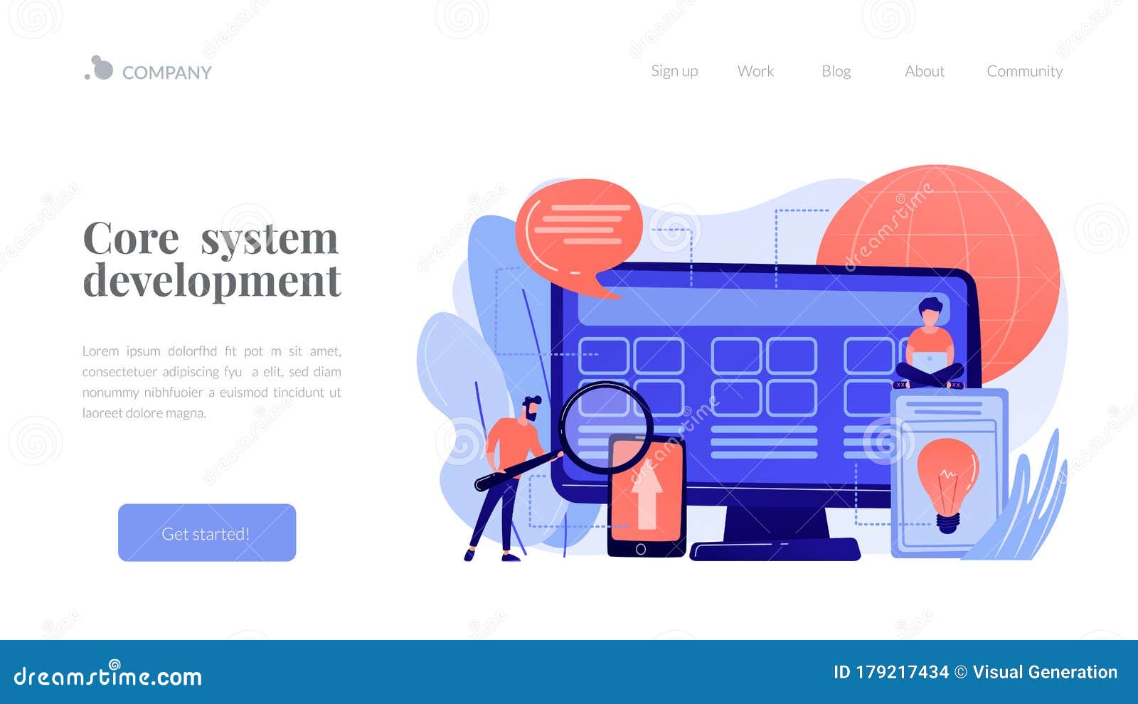 Core System Development Concept Landing Page. Stock Vector ...
