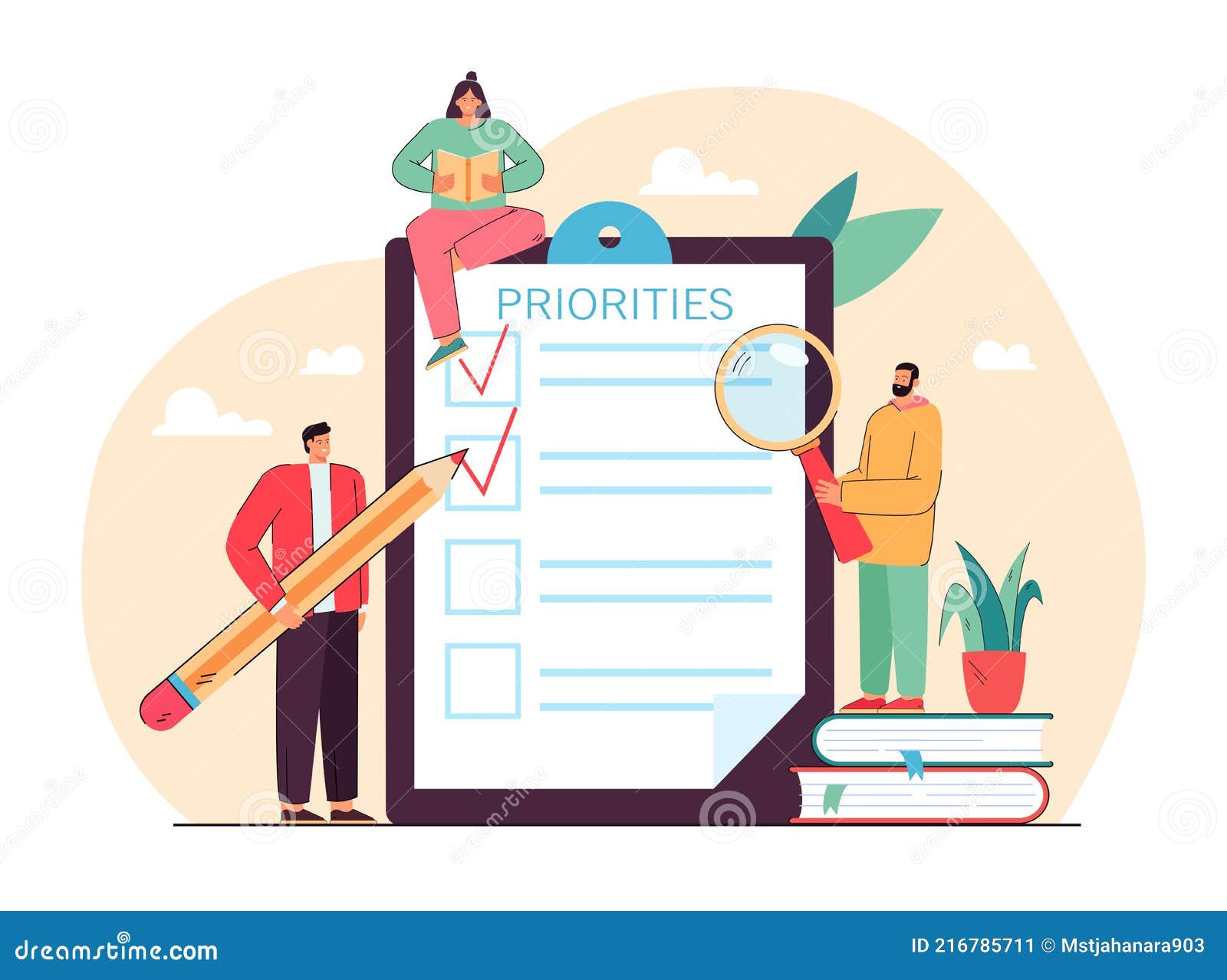 Tiny People Doing Priorities Checklist Flat Vector Illustration Stock ...
