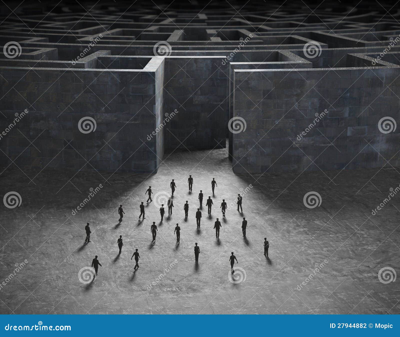 Tiny People Entering a Maze Stock Illustration - Illustration of heaven ...