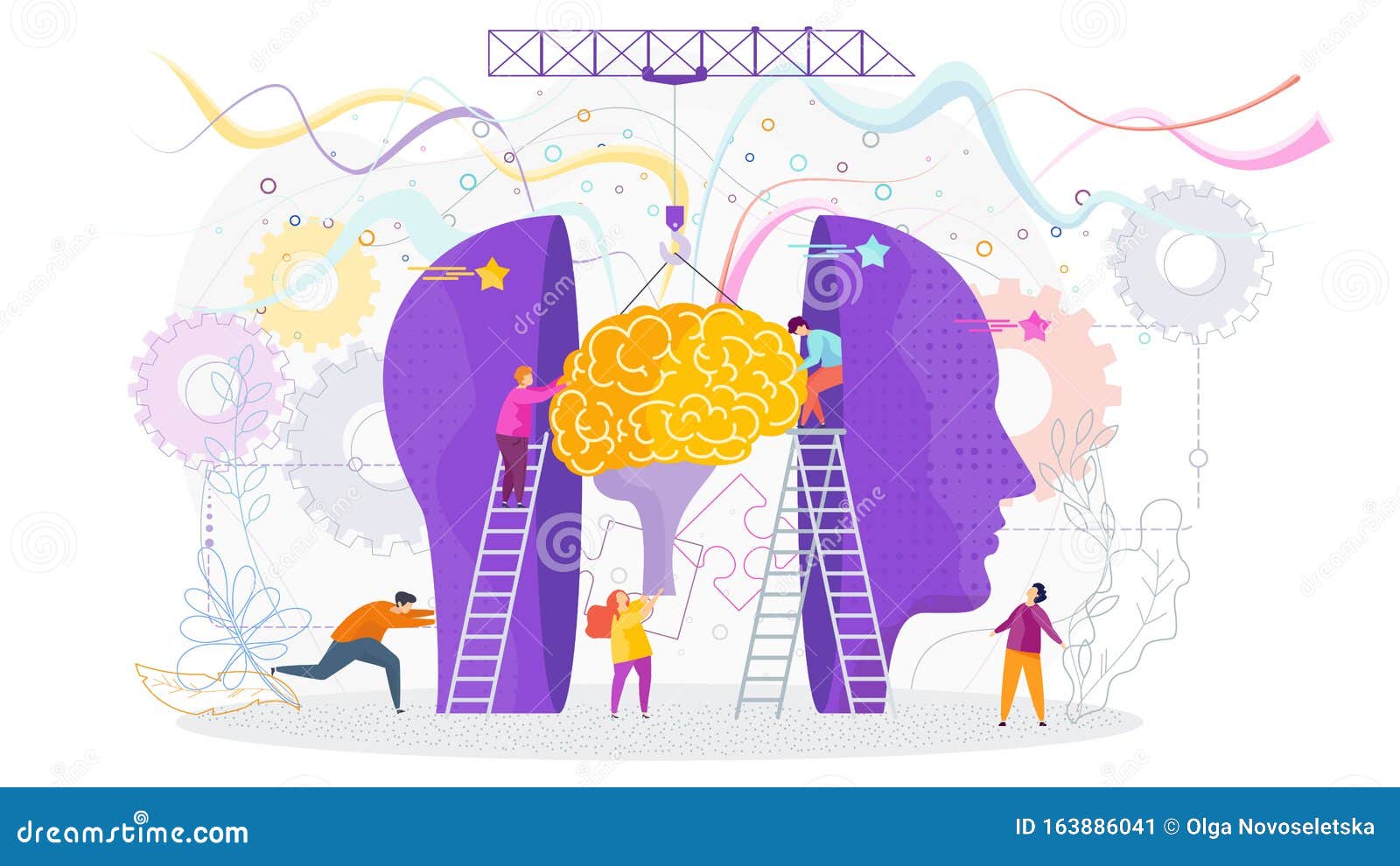 People Insert Brain Into Head Vector Illustration | CartoonDealer.com ...