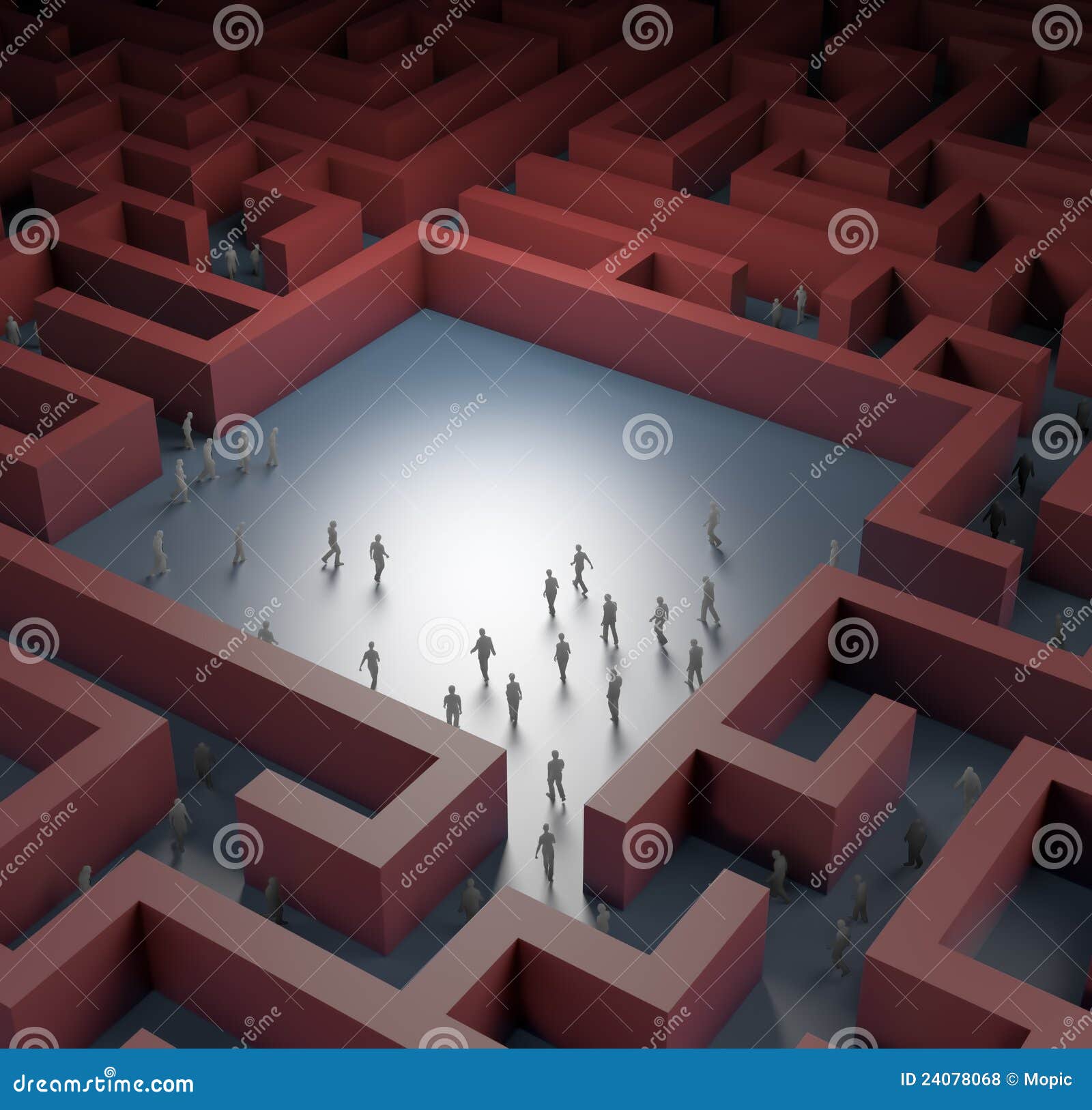 Tiny people lost in maze stock illustration. Illustration of leadership ...