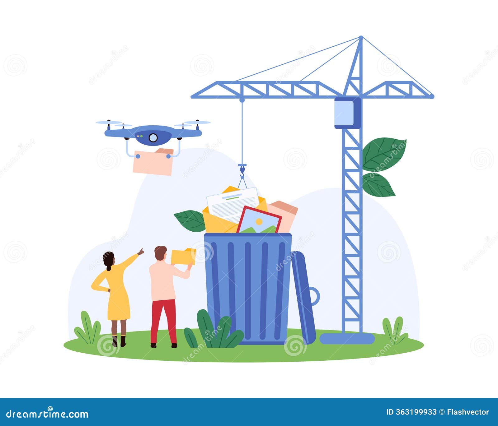 Tiny People Sorting Trash Concept Stock Illustration - Illustration of ...