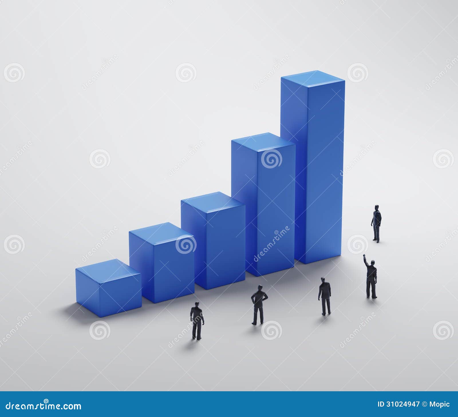 Tiny People Standing Around a Bar Graph Stock Illustration ...