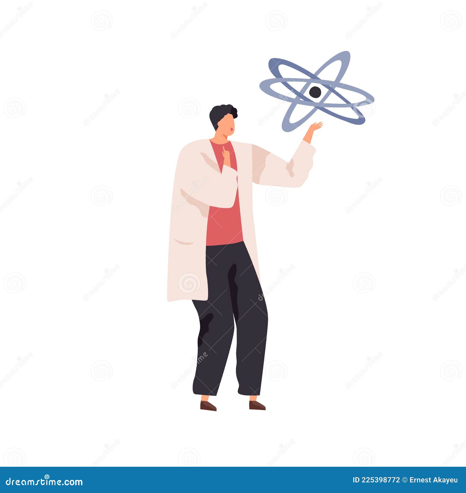 Tiny Person Looking at Molecule Model with Atom and Orbits. Scientist ...