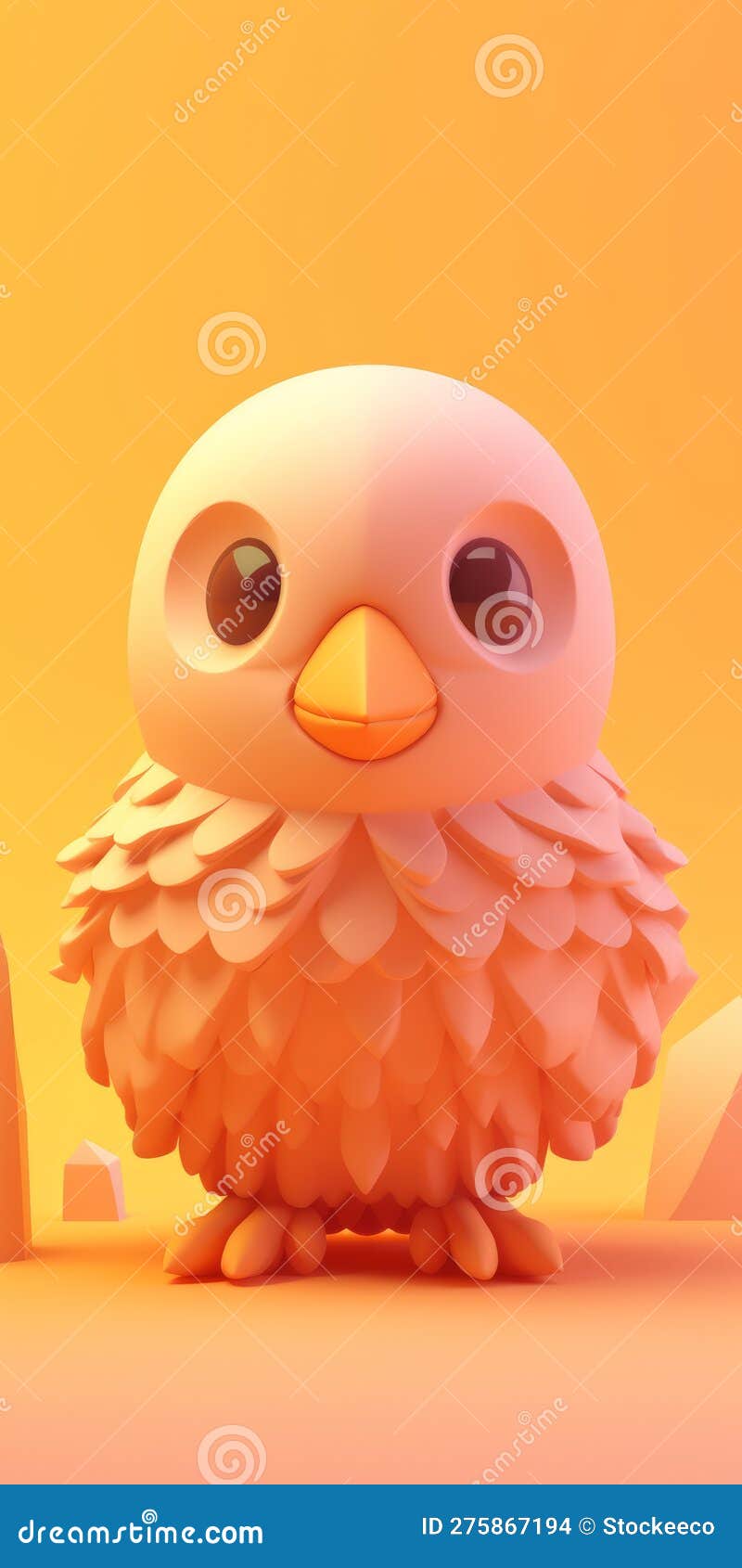 Tiny Phoenix Emoji in Soft Lighting and Pastel Colors on Orange ...