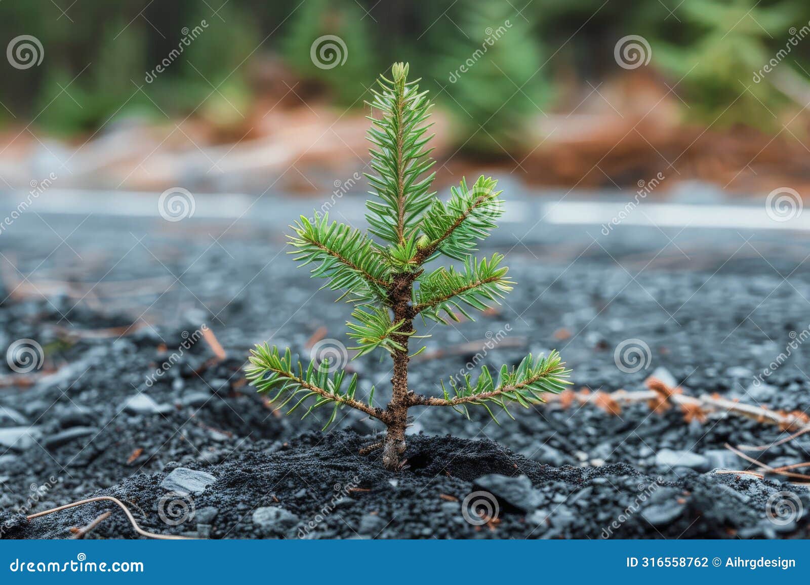 Young Pine Tree Sapling Resiliently Sprouting through Urban Asphalt on ...
