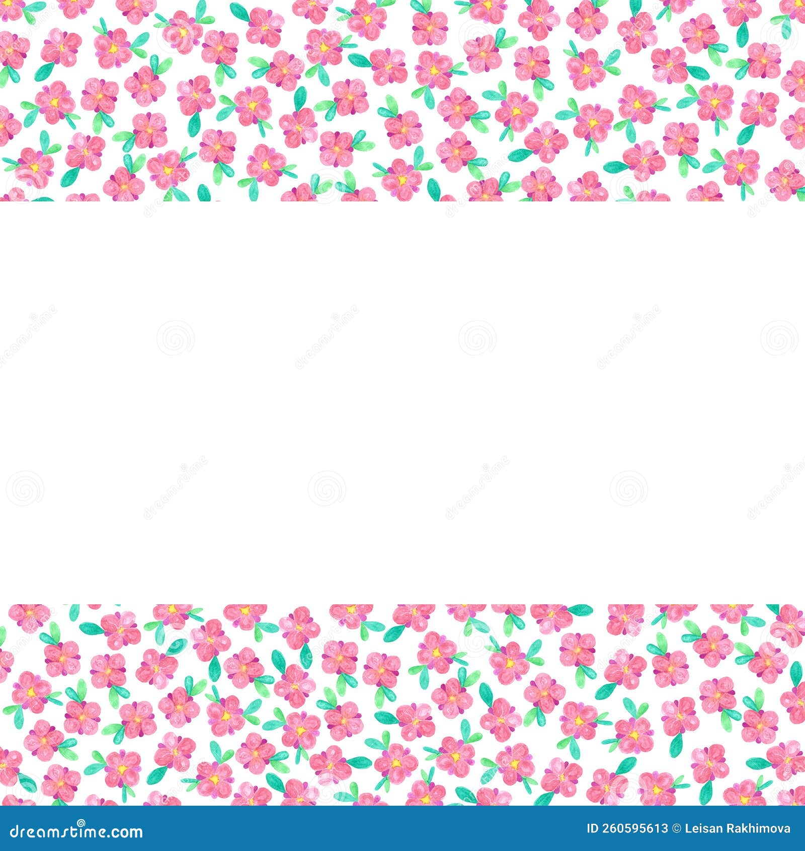 Tiny Pink Flowers Rectangle Frame. Stock Illustration - Illustration of ...