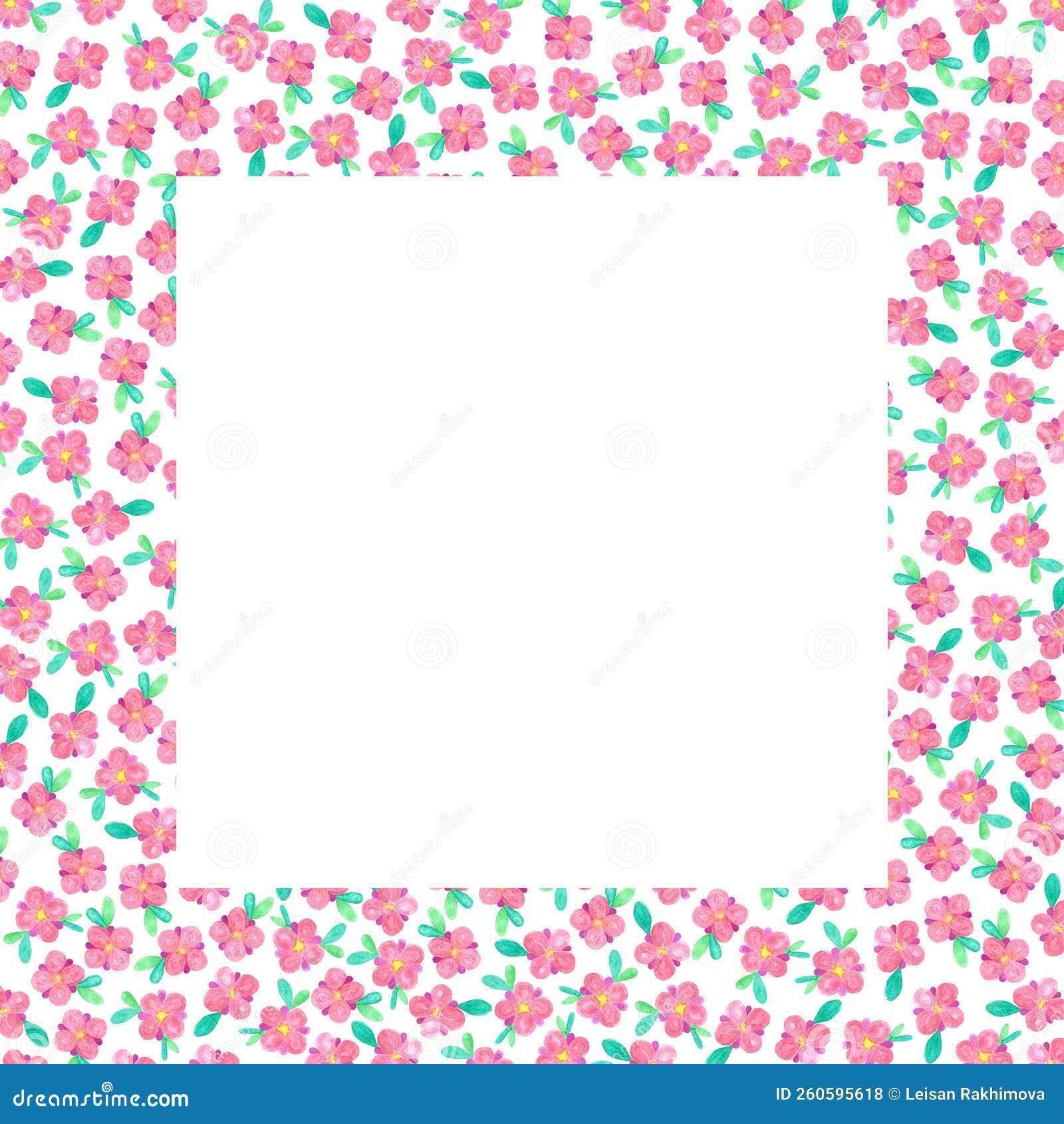 Tiny Pink Flowers Square Frame. Stock Illustration - Illustration of ...