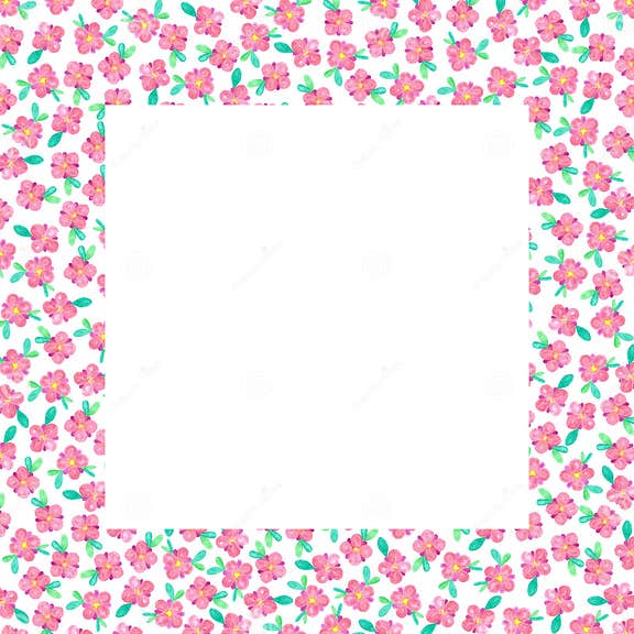 Tiny Pink Flowers Square Frame. Stock Illustration - Illustration of ...