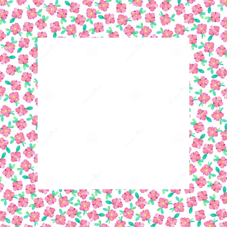 Tiny Pink Flowers Square Frame. Stock Illustration - Illustration of ...