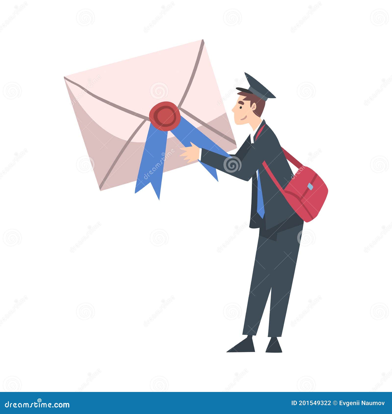 Tiny Postman Holding Huge Envelope, Postal Service, Correspondence ...