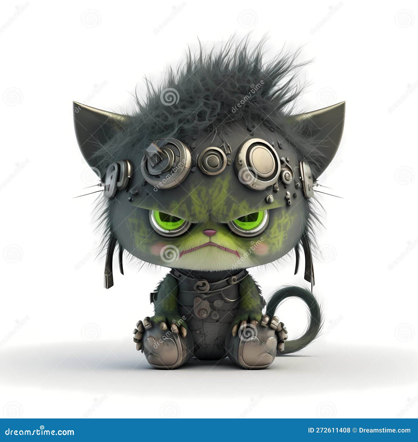 Tiny Punk Monster Cat. Generative AI Stock Illustration - Illustration ...