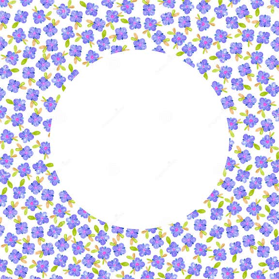 Tiny Purple Flowers Round Frame. Stock Illustration - Illustration of ...